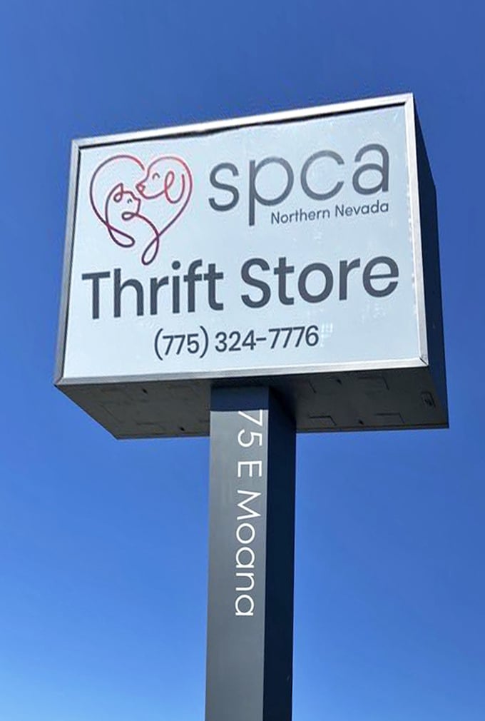The sign stands tall against Nevada's blue sky &ndash; a beacon for bargain hunters and animal lovers alike.