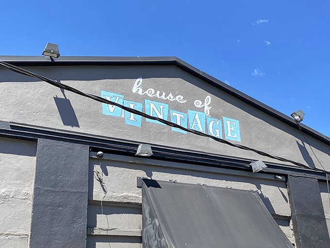 That iconic turquoise sign against Portland's rare blue sky &ndash; a beacon for treasure hunters and fashion archaeologists alike. Vintage paradise awaits below.