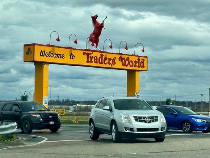 The iconic entrance sign, complete with rearing horse, announces your arrival to a wonderland where one person's castoffs become another's treasures.