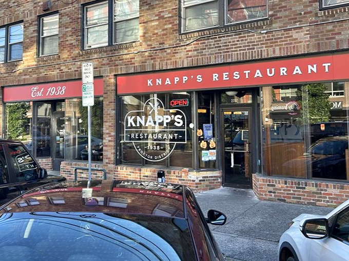 Knapp's street view announces itself with confidence&mdash;that red awning has been a Proctor District landmark through decades of Tacoma history.