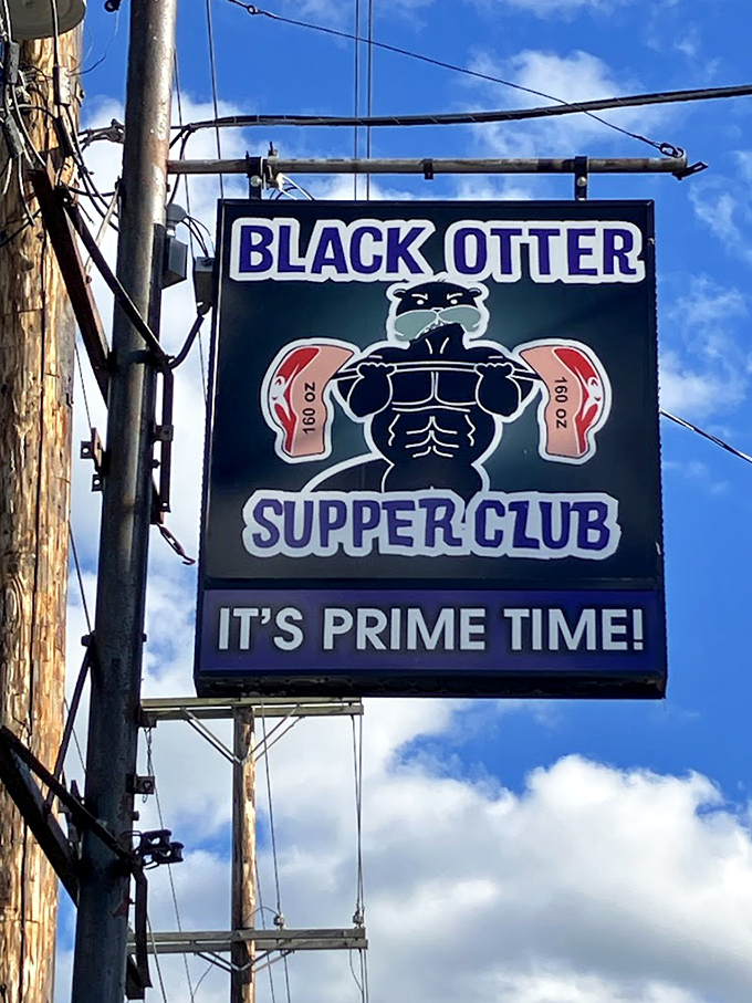 "It's Prime Time!" declares the muscular otter sign&mdash;possibly the only time you'll take dining advice from a cartoon animal and be absolutely right.