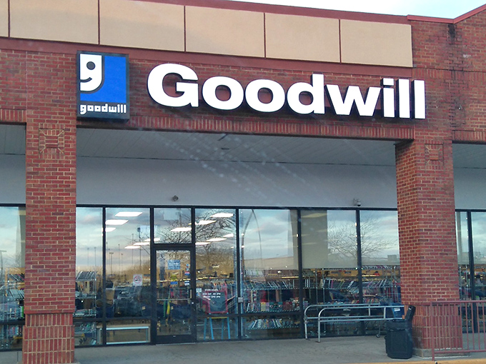 The Goodwill sign stands as a beacon of hope for both budget shoppers and those seeking to give their possessions a meaningful second act.