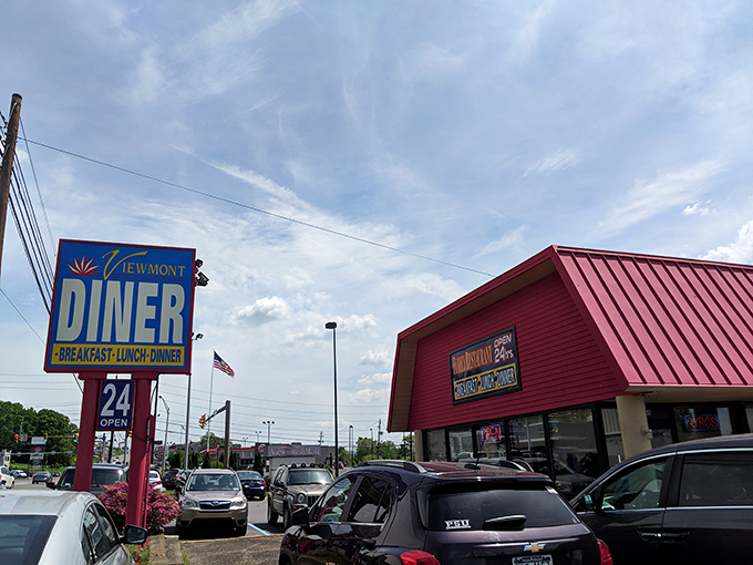 Under Pennsylvania skies, the Viewmont's sign stands tall &ndash; a 24-hour promise that whatever life throws at you, there's always a good meal waiting.