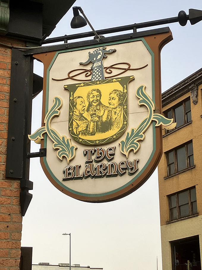 A sign that promises good times ahead. The Blarney's iconic emblem has become a beacon for those seeking authentic Irish hospitality in the heart of Toledo.