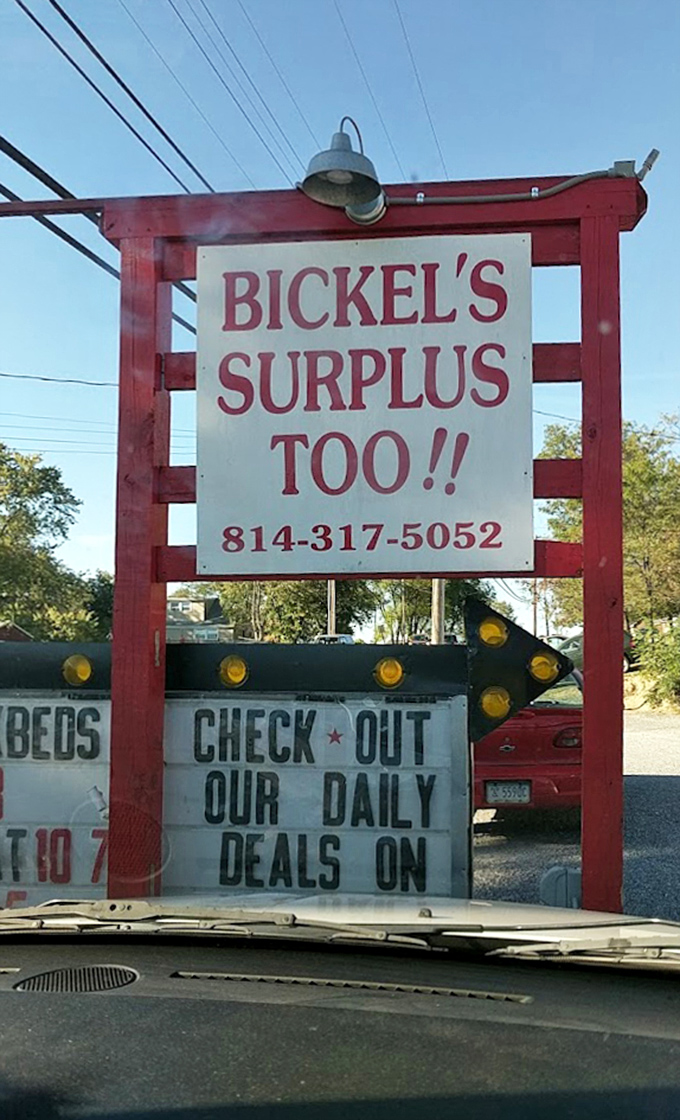 The iconic Bickel's sign stands as a beacon of bargains on Dunnings Highway, promising daily deals that keep loyal customers returning weekly.