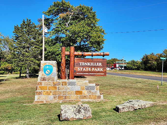 The gateway to adventure&mdash;Tenkiller's welcome sign promises everything ahead is worth the drive, and delivers on that promise spectacularly.