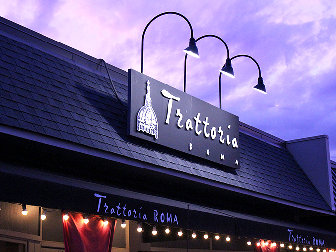 That illuminated sign at dusk promises good things await inside, like a beacon calling all pasta lovers home.