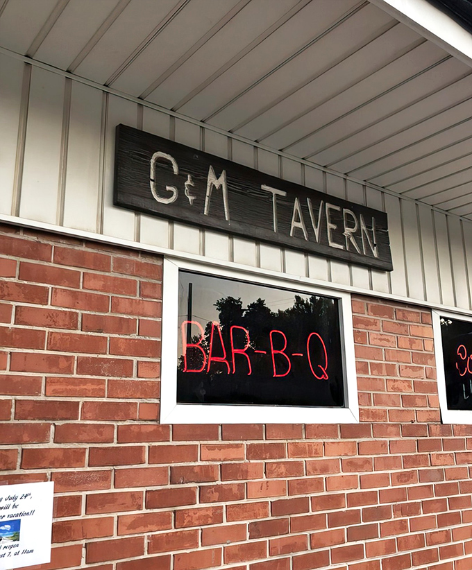 That "BAR-B-Q" neon sign isn't just advertising&mdash;it's a beacon of hope for hungry travelers seeking salvation through smoke and sauce.