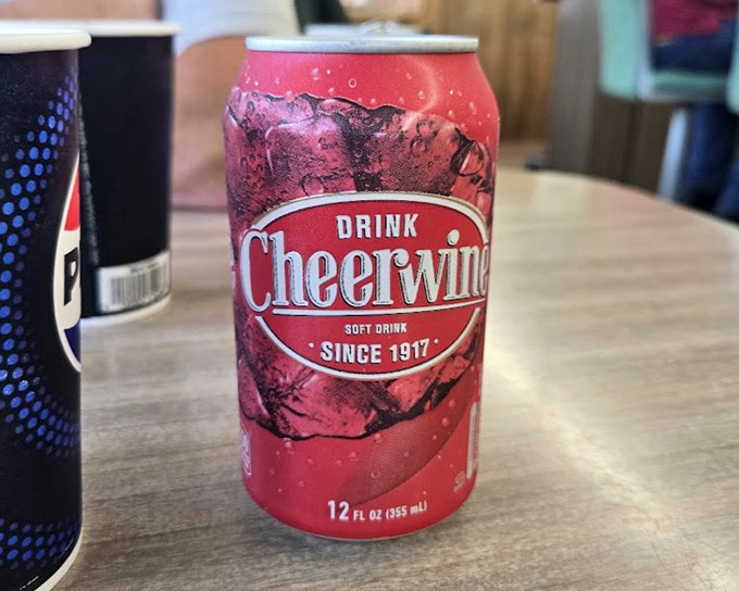 A frosty Cheerwine&mdash;the cherry-flavored soda that's been the perfect North Carolina companion to burgers and dogs since 1917.