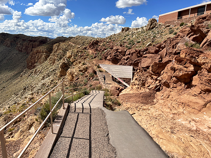 These stairs lead visitors down the crater rim&mdash;each step a journey through geological time without the hassle of a time machine.