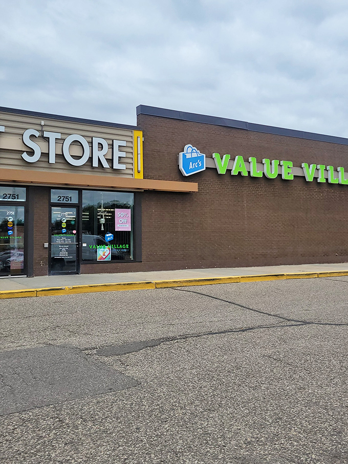 The storefront on a cloudy day still manages to look inviting &ndash; like a friend waving you in for coffee and gossip about great deals.
