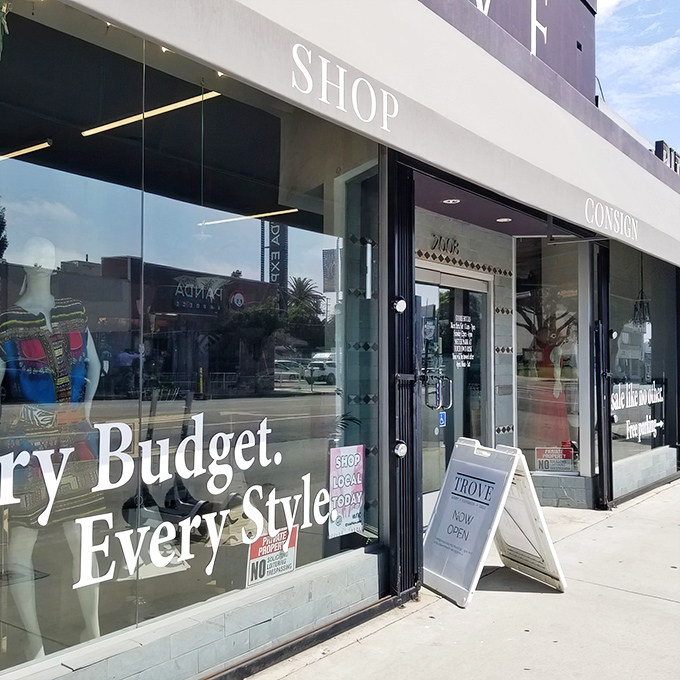 "Every Budget. Every Style." isn't just a slogan&mdash;it's TROVE's philosophy, evident in their welcoming storefront that beckons fashion-conscious bargain hunters.
