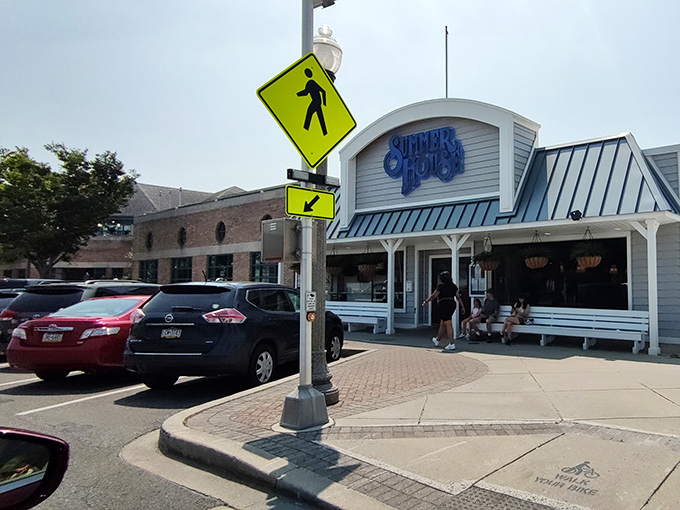 Perfectly positioned just steps from Rehoboth's bustling streets, Summer House welcomes hungry visitors with its distinctive coastal architecture and promise of culinary delights within.