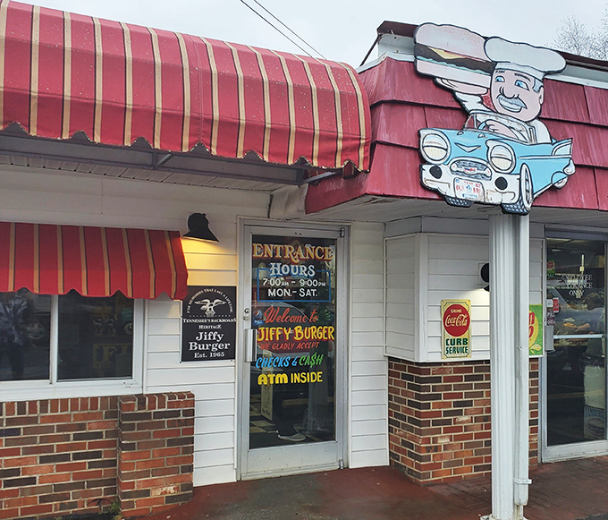 That cheerful chef sign and hand-painted welcome promise the kind of meal that becomes a cherished memory.