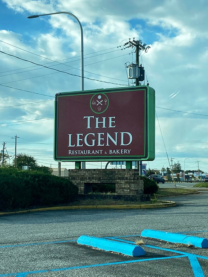The roadside sign stands proud, like a breakfast lighthouse guiding hungry travelers to their morning salvation.