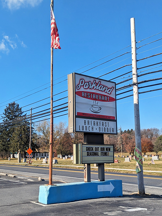 Standing tall against the blue Pennsylvania sky, this sign has guided hungry souls to salvation for generations.