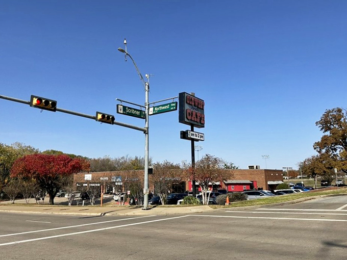 Corner location at Scribner and Northwest, where passing drivers either already know the secret or they're about to discover it.