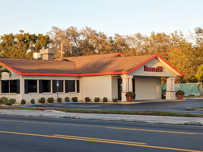Reececliff stands sentinel on South Florida Avenue, its distinctive red trim a landmark for hungry travelers and locals alike.