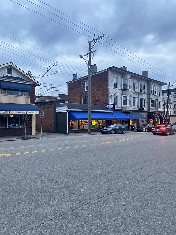 The Echo stands proudly on its corner of Hyde Park, a blue-awninged beacon in a neighborhood that knows its breakfast priorities.