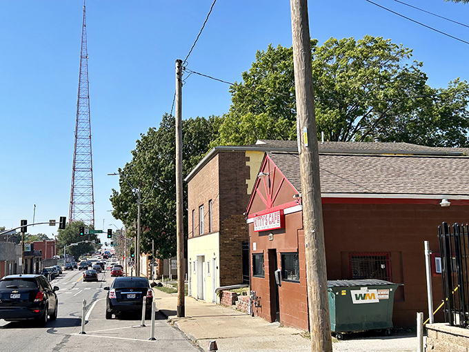 A street view that shows Kitty's in its natural habitat &ndash; a neighborhood landmark that's been drawing sandwich pilgrims for generations. 