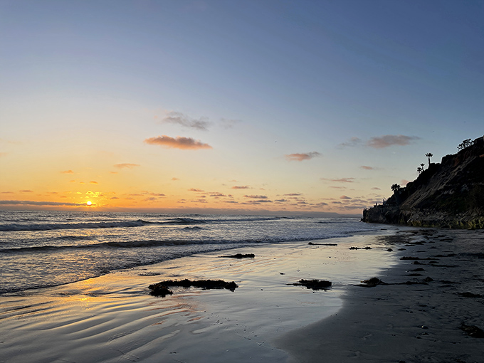 As the sun takes its final bow, the ocean reflects the sky's watercolor finale. This is the moment beach photographers live for.