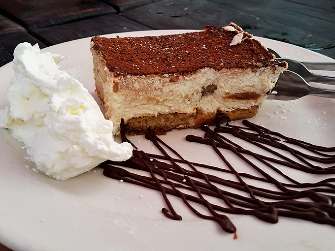 Not key lime pie but its sophisticated Italian cousin—tiramisu with enough coffee kick to keep you chatting well into the evening.