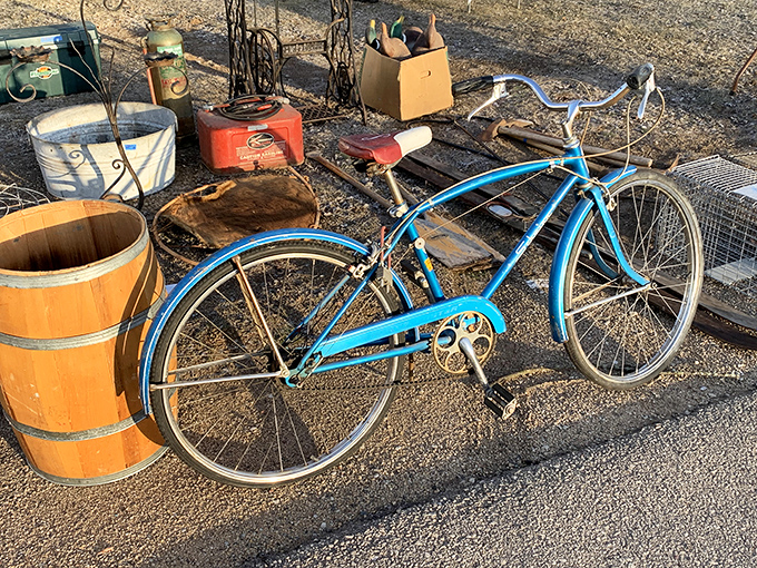 Pedaling through the past &ndash; this turquoise beauty isn't just transportation; it's a two-wheeled time capsule waiting for its next adventure.