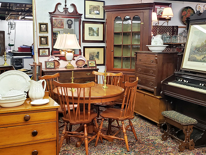 Not just furniture, but a perfectly preserved dining scene where countless family stories were shared over pot roast and mashed potatoes.