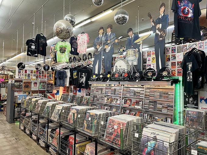 A vinyl enthusiast's paradise complete with Beatles memorabilia&mdash;where album covers are art and music history lives on in analog glory.