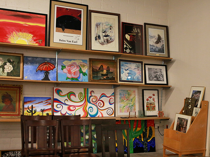 The art wall creates a gallery experience without the stuffy atmosphere or champagne prices&mdash;just pure visual joy waiting to be discovered.