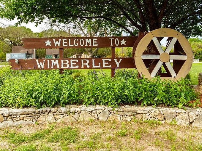 Wimberley's welcome sign says everything you need to know: you've arrived somewhere special, and they're mighty glad you came.