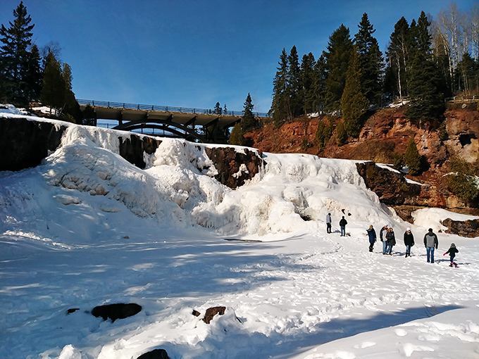 Winter freezes the falls into a sculpture garden that would make ice artists throw their chisels down in defeat&mdash;nature showing off again.