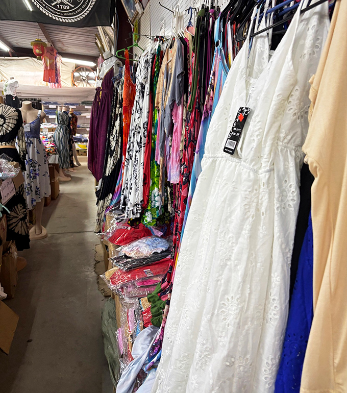 Racks of summery dresses sway gently in the breeze &ndash; vintage-inspired frocks perfect for Florida's endless summer.