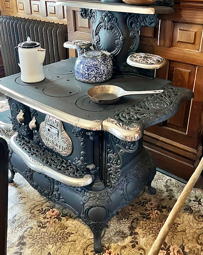 This ornate stove didn't just cook meals &ndash; it was the household's beating heart. More intricate than most modern kitchen renovations and twice as functional.