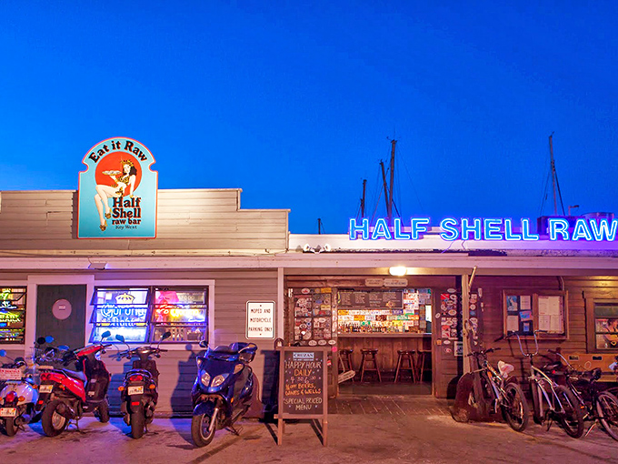When the neon lights up and says "Half Shell Raw Bar," it's not just a sign &ndash; it's a siren call to oyster lovers.