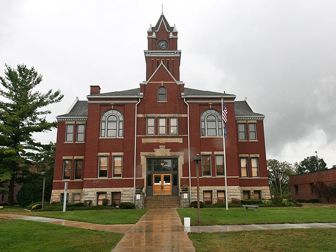 This stately red brick courthouse stands as a testament to small-town pride, where community decisions have been made for generations.