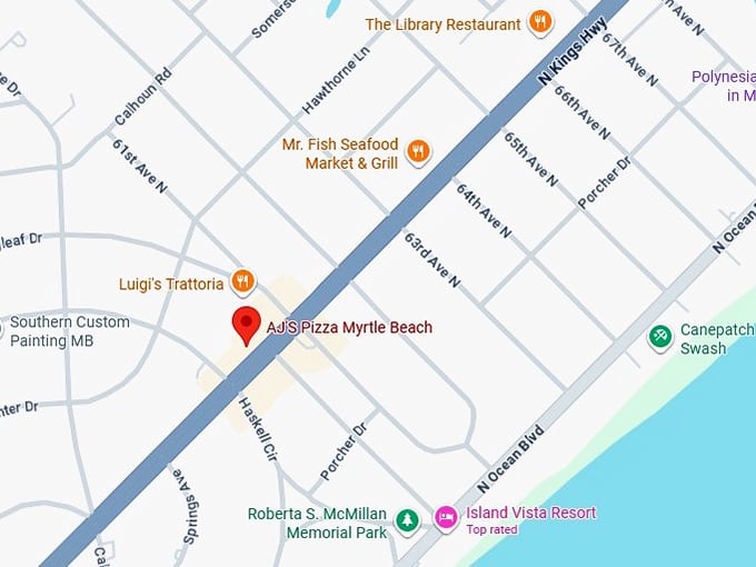 16. aj's pizza myrtle beach map