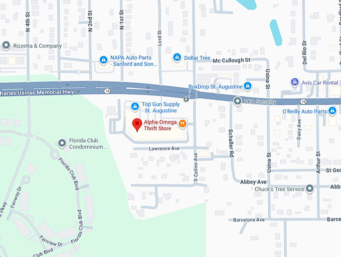 16. alpha omega thrift store map