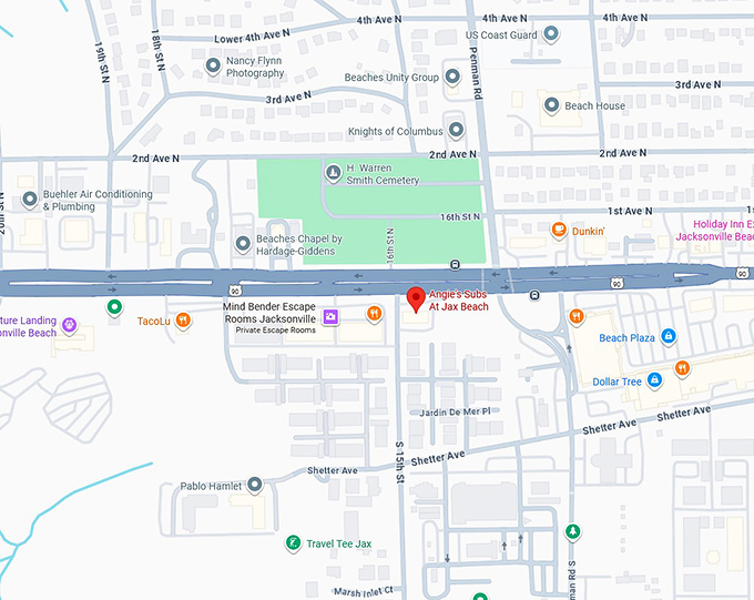 16. angie's subs at jax beach map