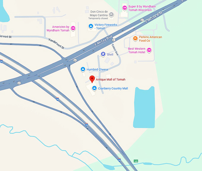 16. antique mall of tomah map