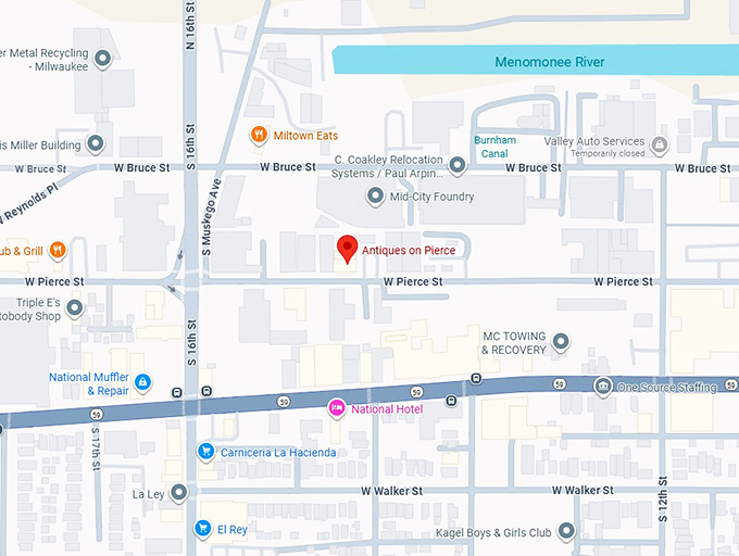 16. antiques on pierce map