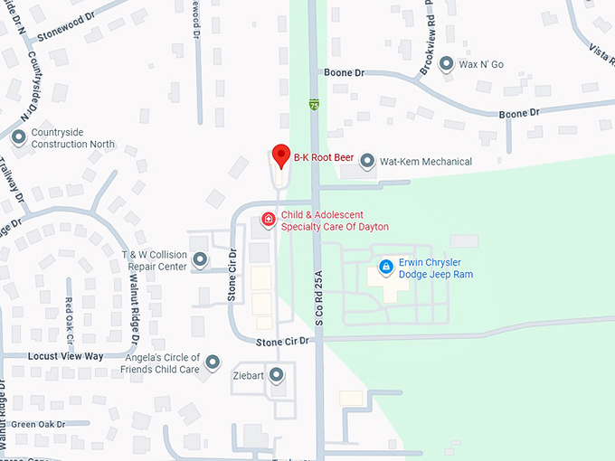 16. b & k root beer stand map