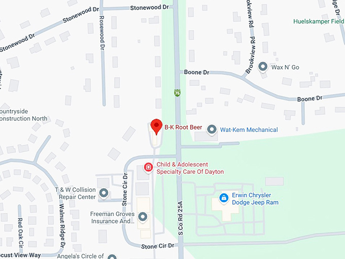 16. b & k root beer stand map