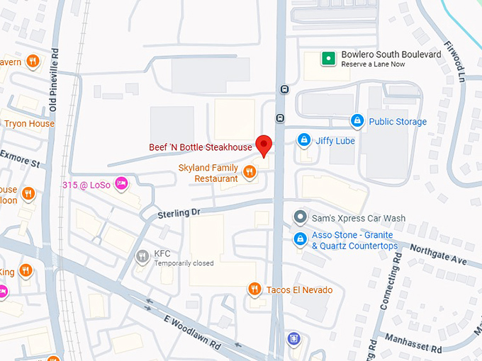 16. beef 'n bottle steakhouse map