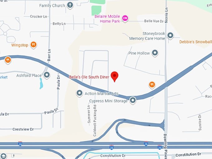 16. belle&rsquo;s ole south diner map