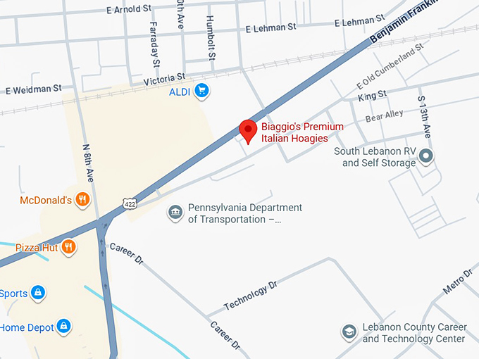 16. biaggio's premium italian hoagies map