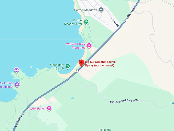 16. big sur national scenic byway (northernmost) map