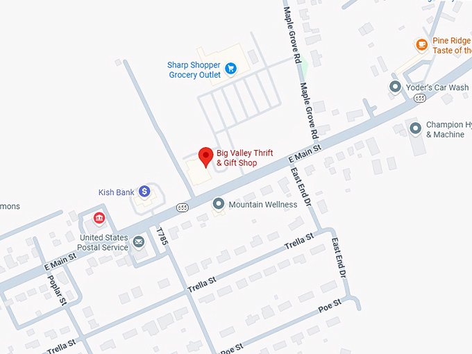 16. big valley thrift & gift shop map