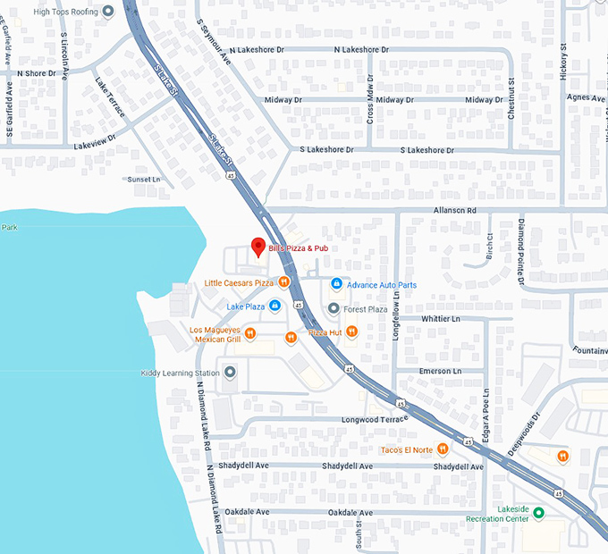 16. bill’s pizza & pub map