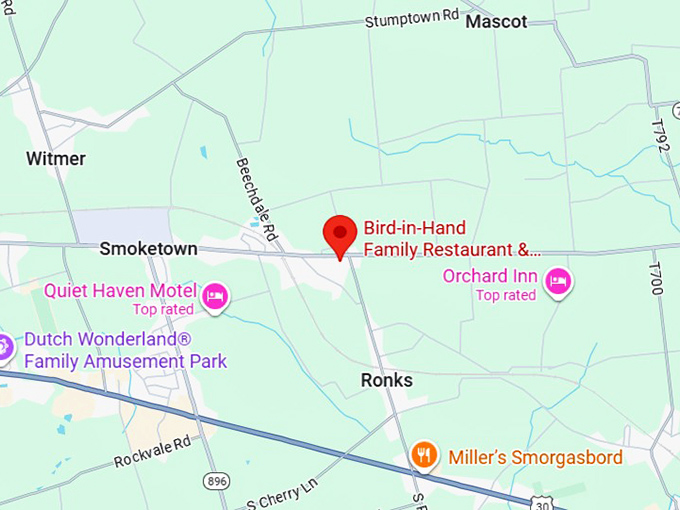 16. bird in hand family restaurant & smorgasbord (bird in hand) map